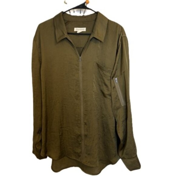 Treasure & Bond | Tops | Treasure Bond Olive Green Satin Hi Low Bomber ...